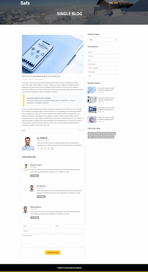 Freebie: Safs Bootstrap 4 HTML5 & CSS3 Template BeginDot Freebie: Safs Bootstrap 4 HTML5 & CSS3 Template BeginDot